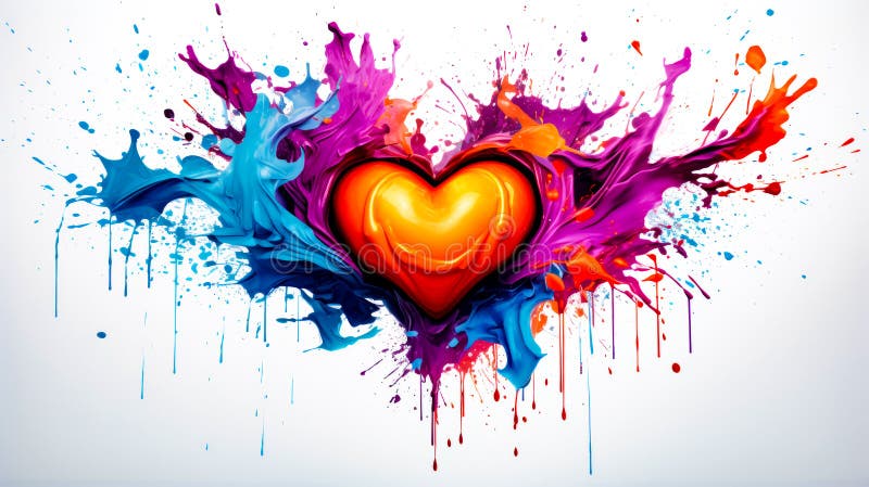 A Heart Shaped Object with Splatters and Spray Paint on it S Surface ...