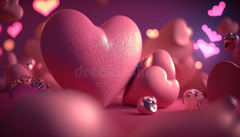 A Heart Shaped Object Surrounded by Hearts and Diamonds on a Purple ...