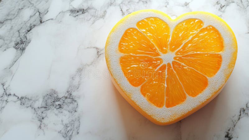 Heart Shaped Orange Slice on Marble Background Stock Illustration ...