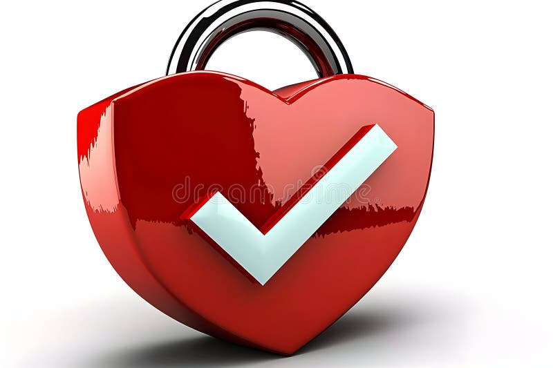 Heart-Shaped Padlock with Check Mark: Secure Love and Protection ...
