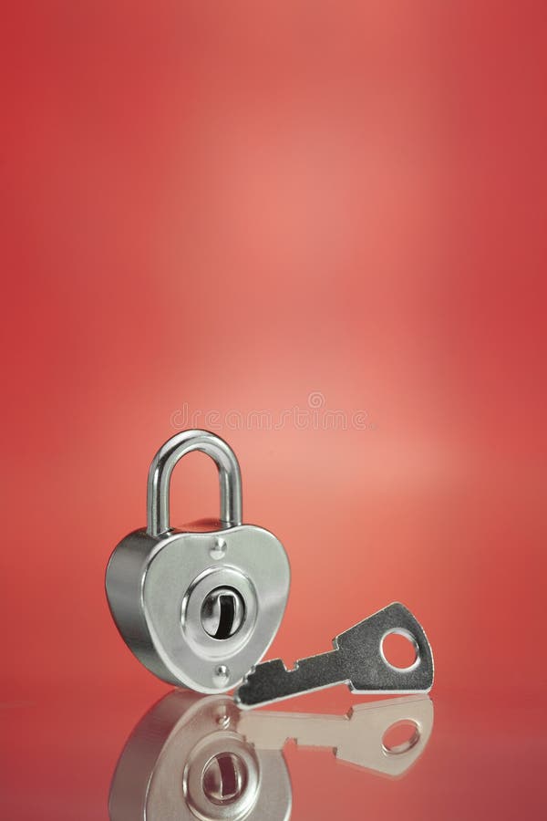 Heart Shaped Padlock with Key Stock Image - Image of security, copy ...