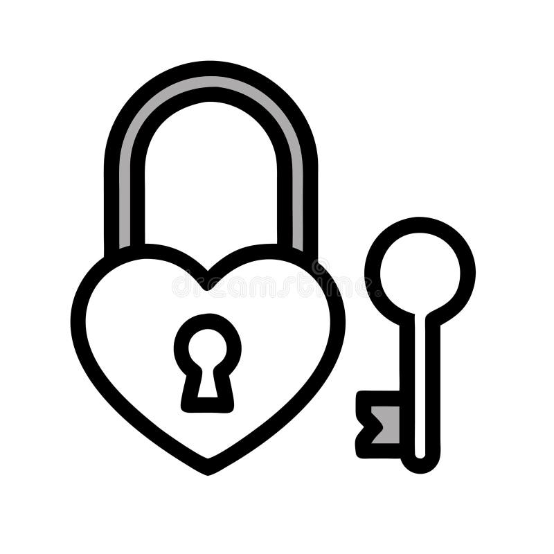 Heart Shaped Padlock with Key Romantic Security Vector Illustration ...