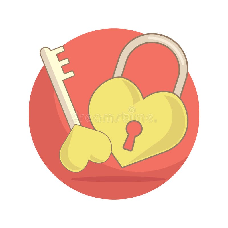 Heart Shaped Padlock with Key. Vector Illustration Decorative Design ...