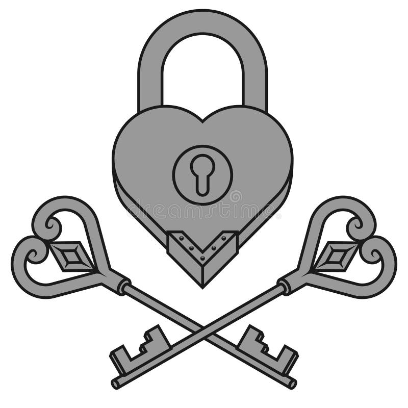 Heart Shaped Padlock and Keys Stock Vector - Illustration of steel ...