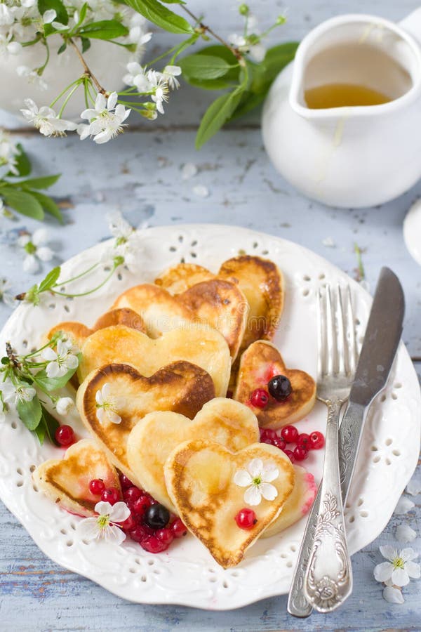 Heart shaped pancakes stock photo. Image of traditional - 54212320