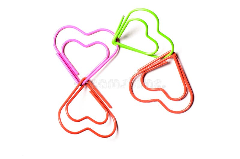 Heart Shaped Paper Clips Connected To Each Other Stock Image - Image of ...
