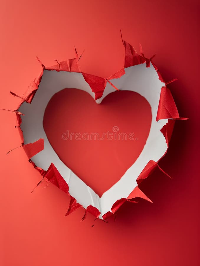 Heart Shaped Paper Torn Open on Textured Background Stock Image - Image ...