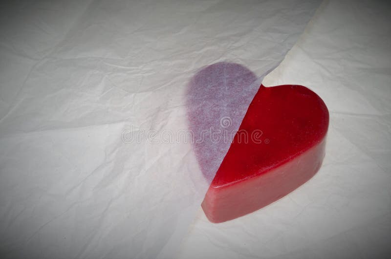 Heart Shaped Partially Covered by Packaging Tissue Paper Stock Photo ...