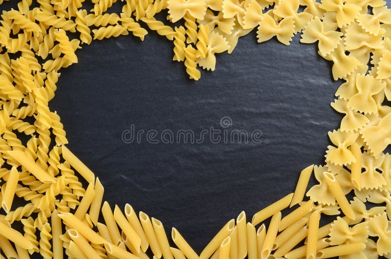Heart shaped pasta stock photo. Image of love, black - 48962686