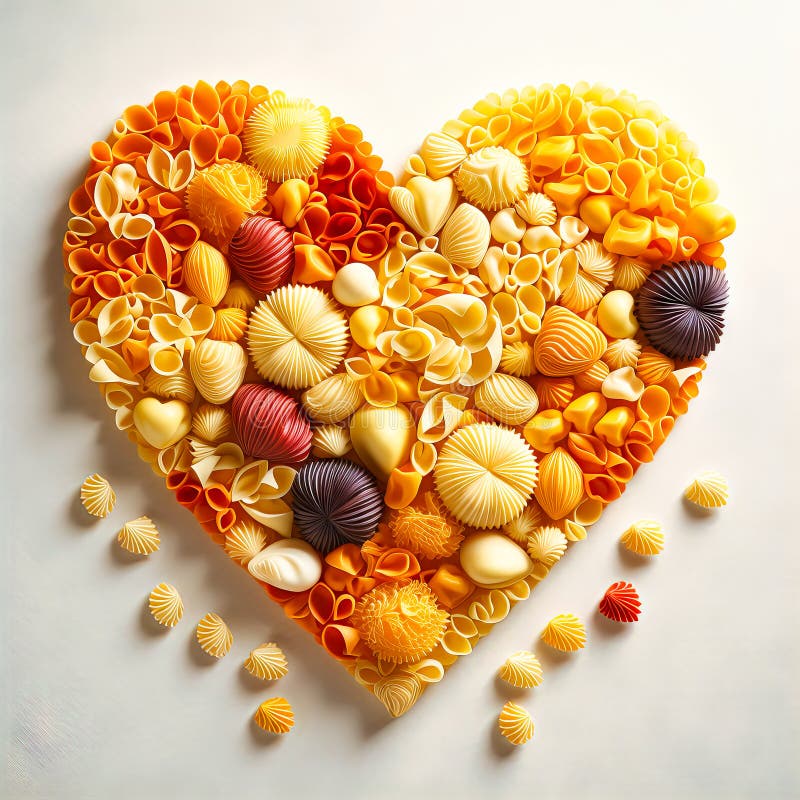 Heart-shaped Pasta and Nuts Sculpture Stock Image - Image of texture ...