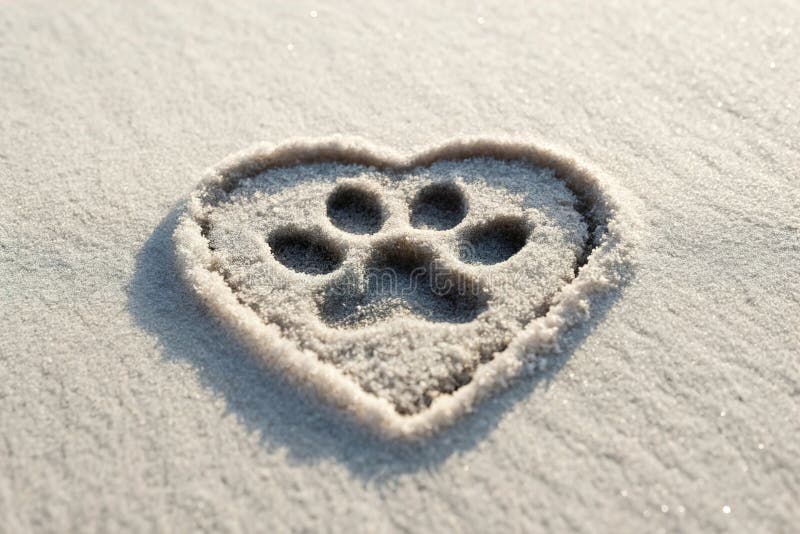 Heart-shaped Paw Print with Soft Shadow, Paw Print Heart, Heart-shaped ...