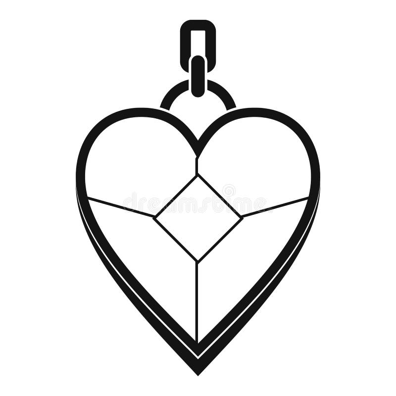 Heart Shaped Pendant Icon, Simple Style Stock Vector - Illustration of ...