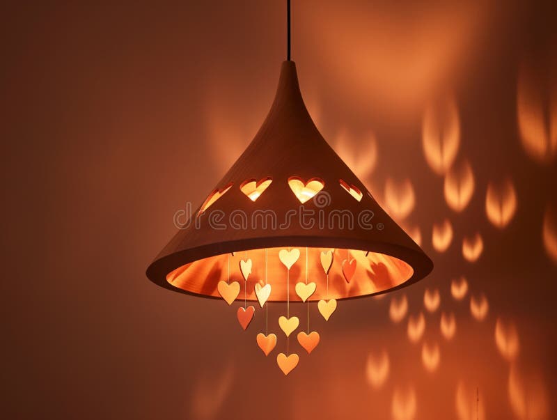 Heart-Shaped Pendant Light Casting Warm Glow Stock Photo - Image of ...