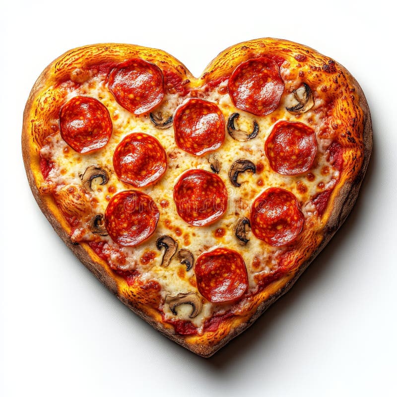 A Heart-shaped Pepperoni Pizza, Isolated with a Transparent Backdrop ...