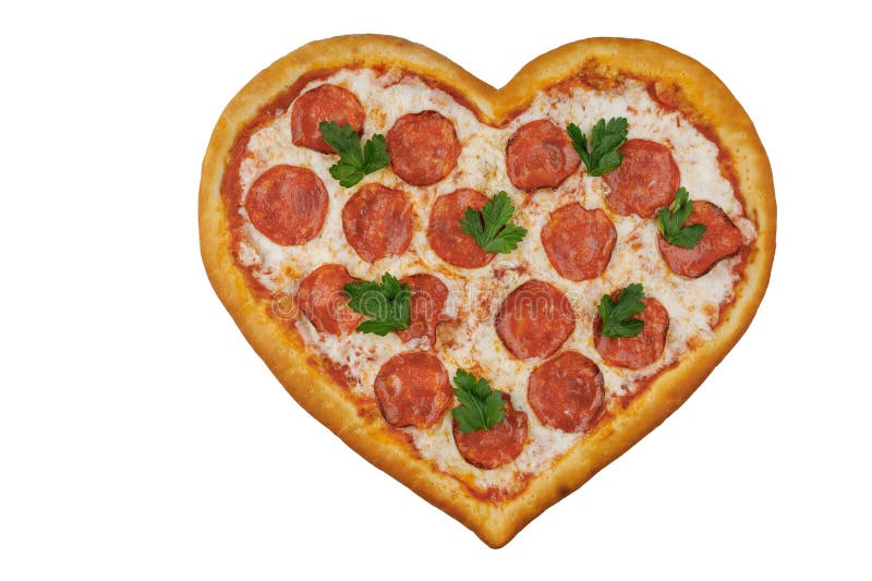 Heart Shaped Pepperoni Pizza Top View for Online Restaurant Menu on ...