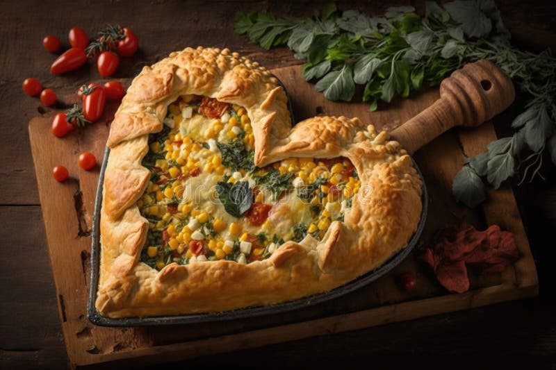Heart-shaped Pie with Flaky Crust, Filled with Succulent Chicken and ...
