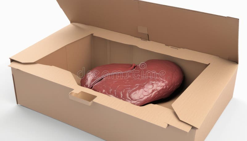 A Heart Shaped Piece of Meat in a Box Stock Illustration - Illustration ...
