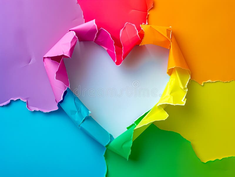 A Heart Shaped Piece of Paper with Colorful Torn Edges Stock Image ...
