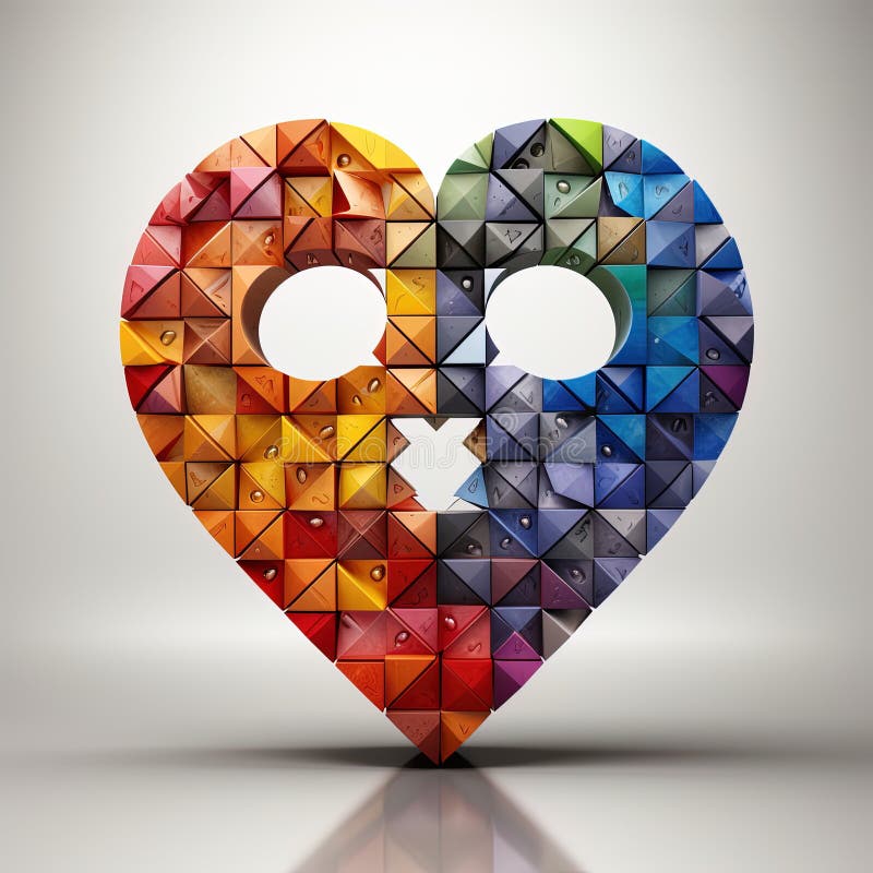 Heart-shaped Pin Made with Colored Crystals Using Mosaic Technique ...