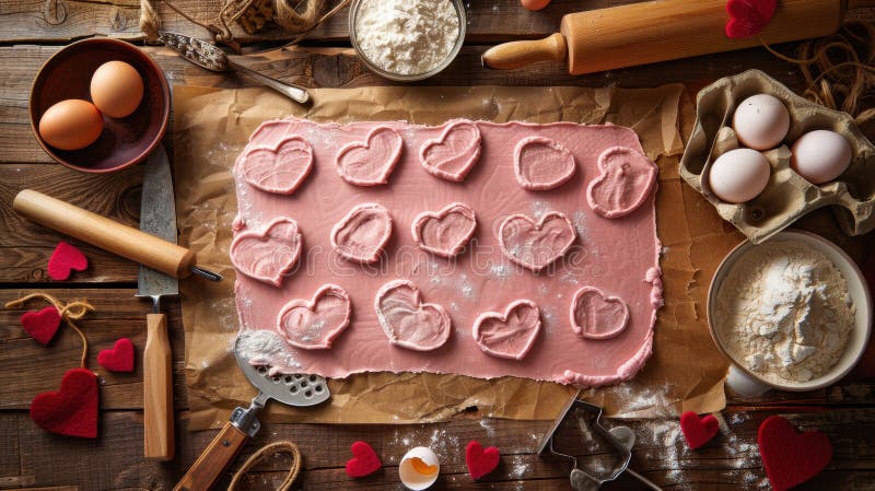 Heart-Shaped Pink Cookie Dough.AI Generated Image Stock Image - Image ...