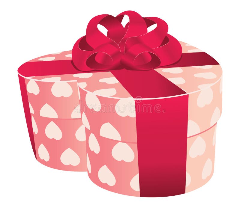 Heart shaped pink gift box stock illustration. Illustration of date ...