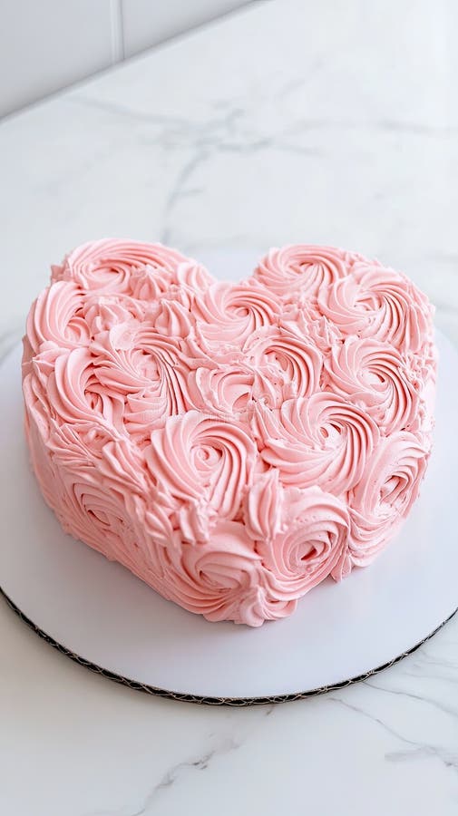 Heart Shaped Pink Rose Cake Stock Photo - Image of roses, frosting ...