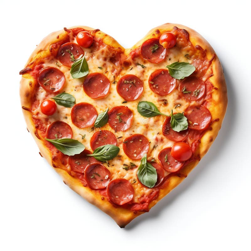 Heart Shaped Pizza Isolated on White Background. Generative Ai Stock ...