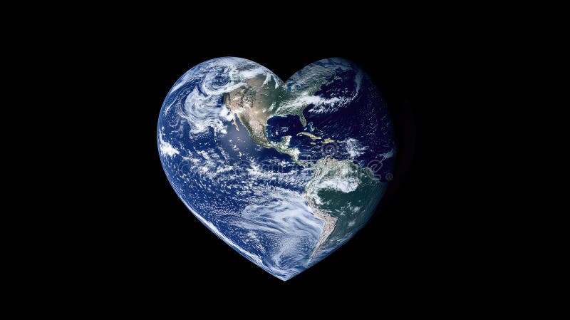 Heart Shaped Planet Earth in Outer Space Created with Generative AI ...