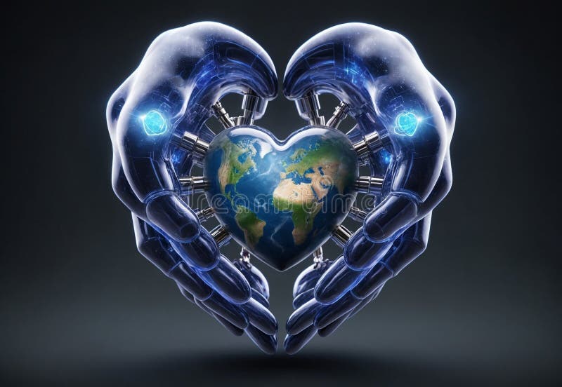 Heart-Shaped Planet Earth is Shrouded in Artificial Intelligence Stock ...