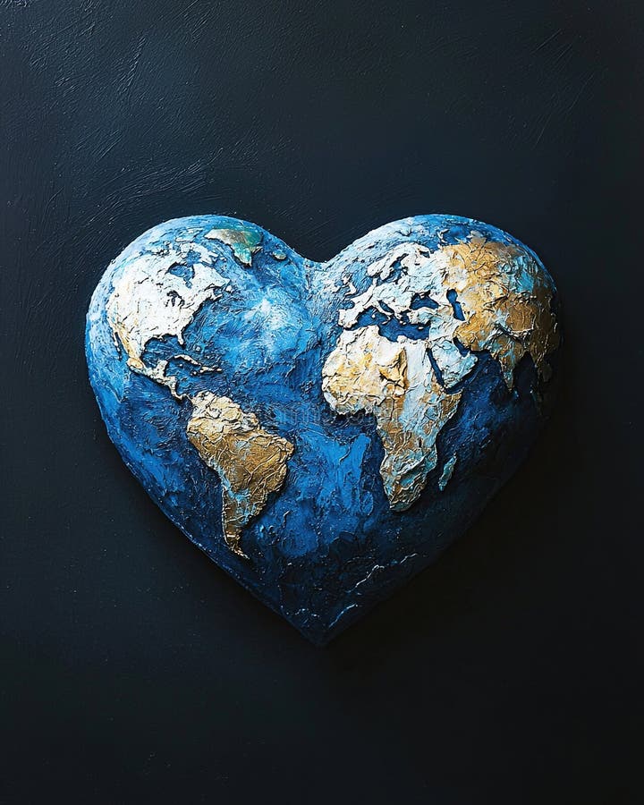 Heart Shaped Planet Earth in Space. Save Planet and Environment Concept ...