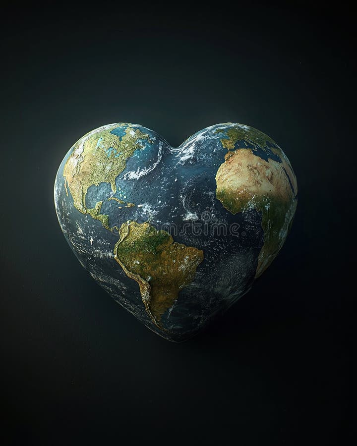 Heart Shaped Planet Earth in Space. Save Planet and Environment Concept ...