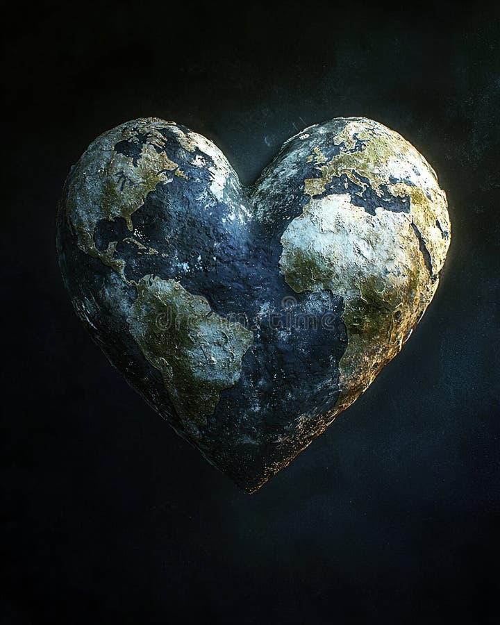 Heart Shaped Planet Earth in Space. Save Planet and Environment Concept ...