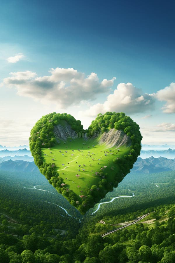 Heart Shaped Planet on Green Meadow Stock Image - Image of view, green ...