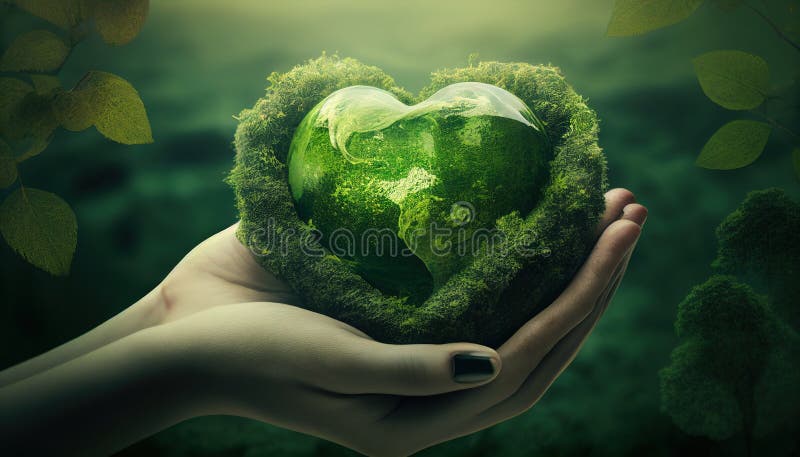 Heart Shaped Planet on Hand for Earth Day Stock Illustration ...