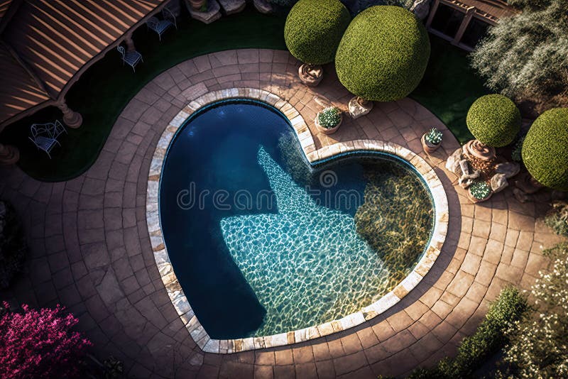 Heart Shaped Pool Top View. Generative AI Stock Illustration ...