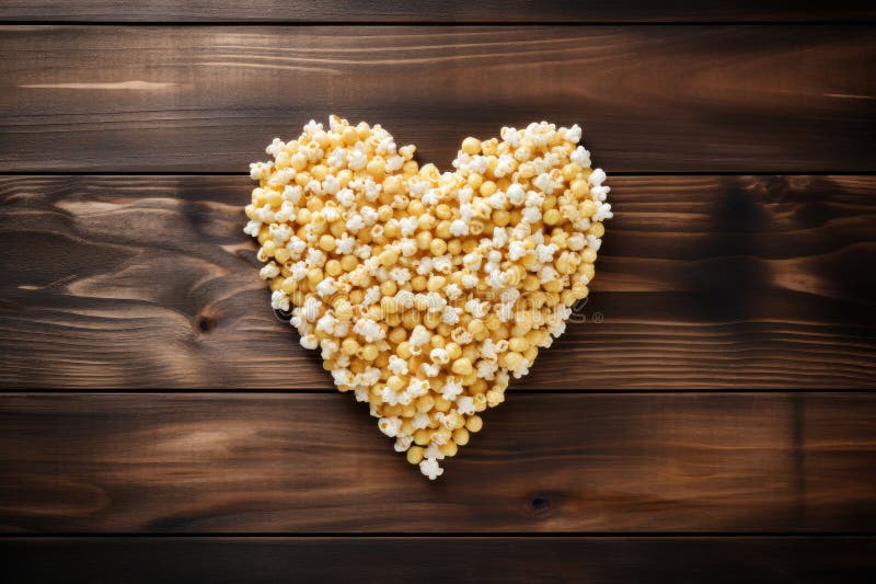 Heart-shaped Popcorn on a Wooden Table Stock Photo - Image of nature ...