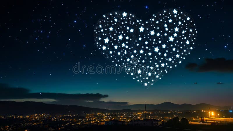 A Heart Shaped Projection of Stars in the Night Sky Stock Image - Image ...