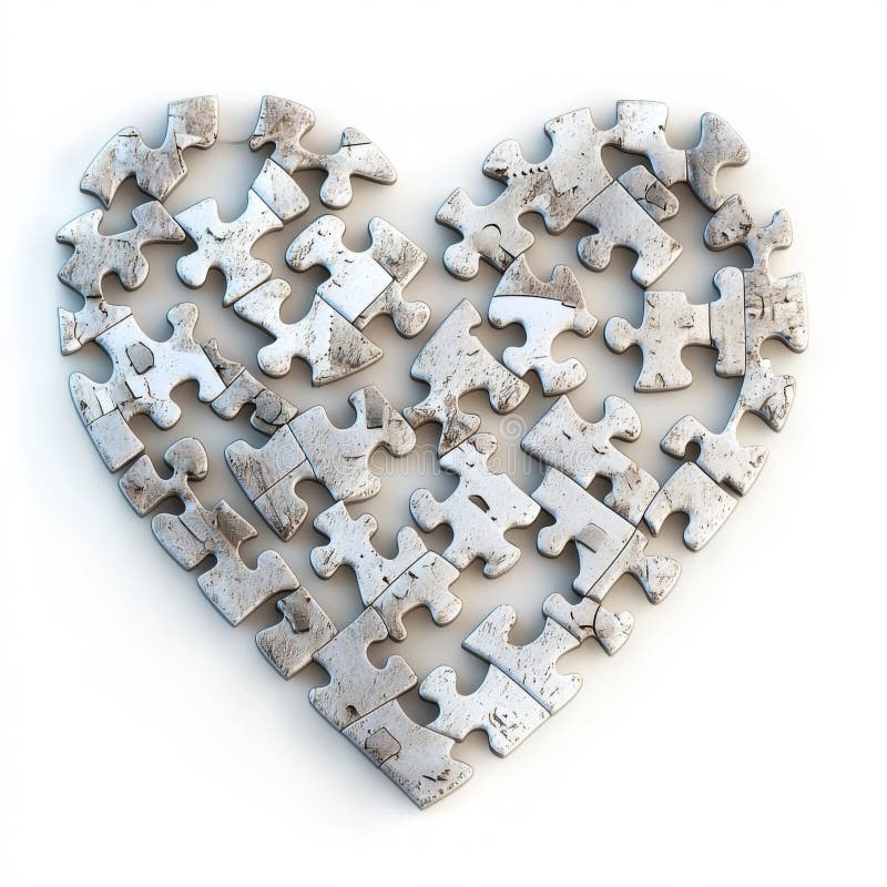 Heart-Shaped Puzzle Pieces Forming an Interlocking Structure in a ...