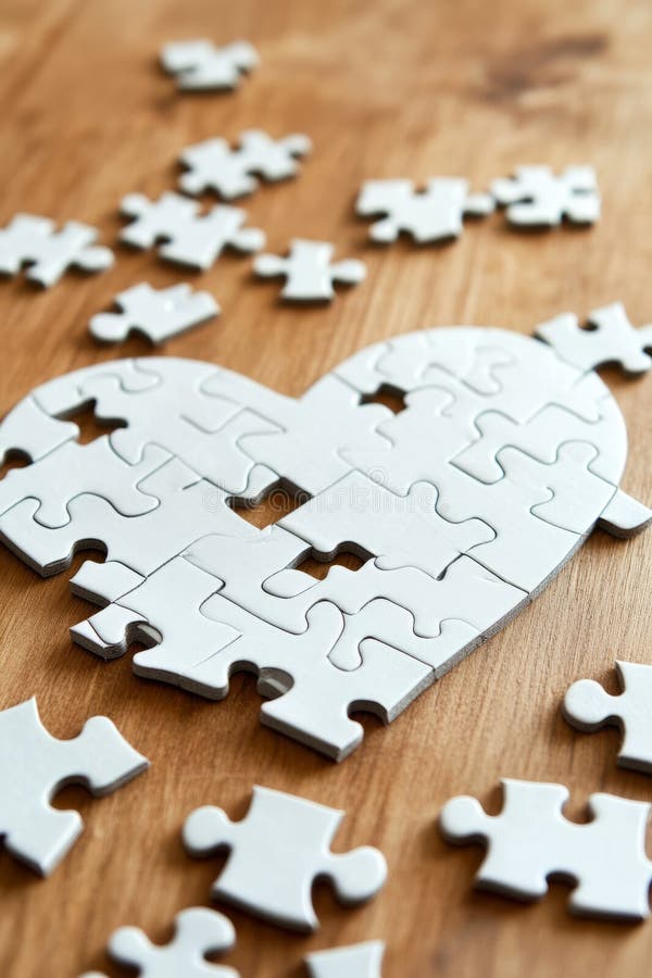 Heart-shaped Puzzle Showing Missing Pieces Symbolizing Relationship ...
