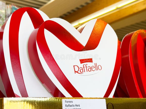 Heart-shaped Raffaello Candy Boxes with Red and White Design in Store ...