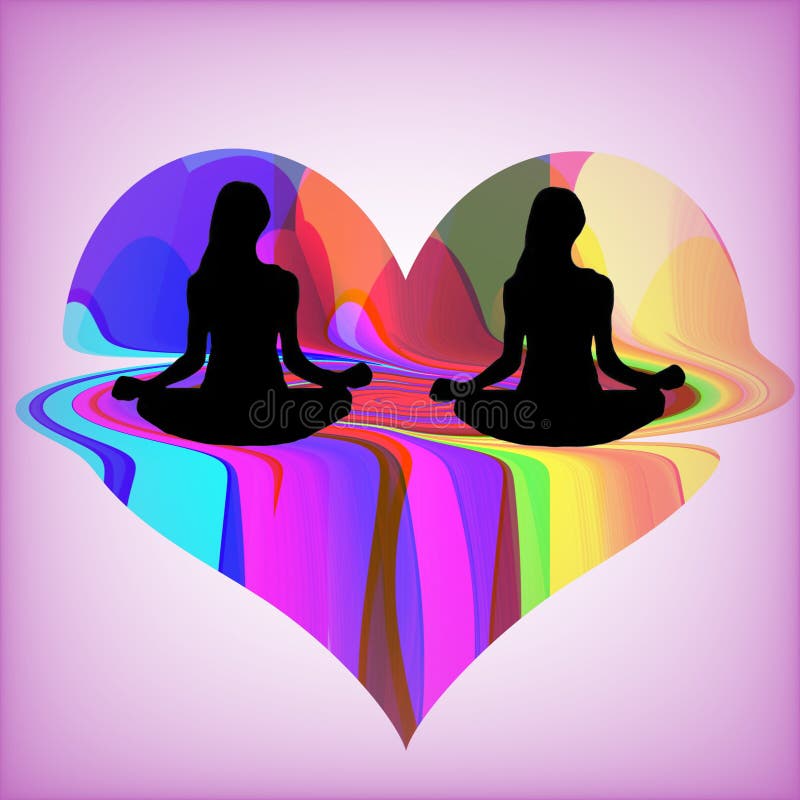 Heart Shaped Rainbow Meditation Stock Illustration - Illustration of ...