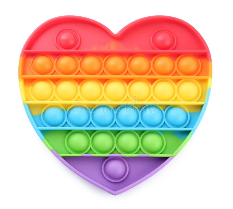 Heart Shaped Rainbow Pop it Fidget Toy Isolated on White, Top View ...