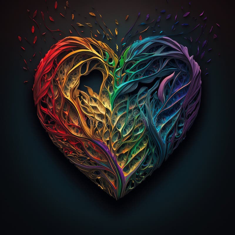 Heart-shaped Rainbow: a Symbol of Love and Diversity. AI Stock ...