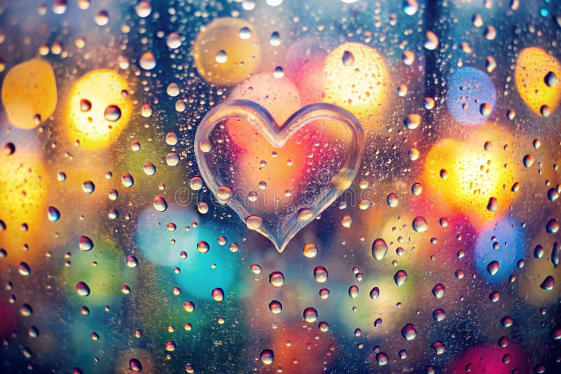 Heart Shaped Raindrops a Wallpaper Featuring Rain. Generative AI Stock ...