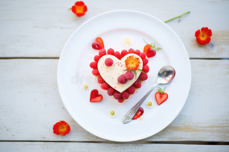 Heart-shaped Raspberry Cheesecake for a Romantic Dessert Stock ...