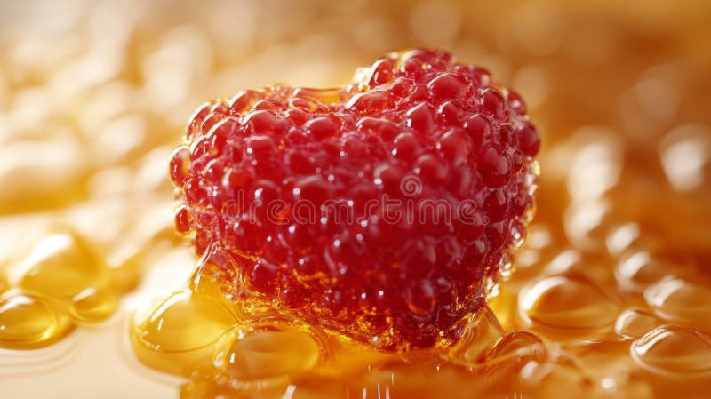 Heart Shaped Raspberry in Honey Drizzle Stock Illustration ...