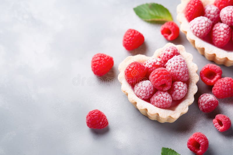 Heart Shaped Raspberry Tartlets. Stock Illustration - Illustration of ...