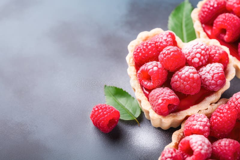 Heart Shaped Raspberry Tartlets. Stock Illustration - Illustration of ...