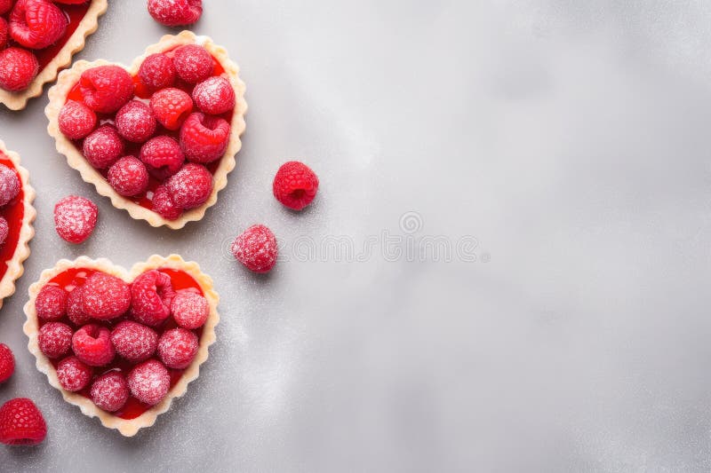 Heart Shaped Raspberry Tartlets. Stock Illustration - Illustration of ...
