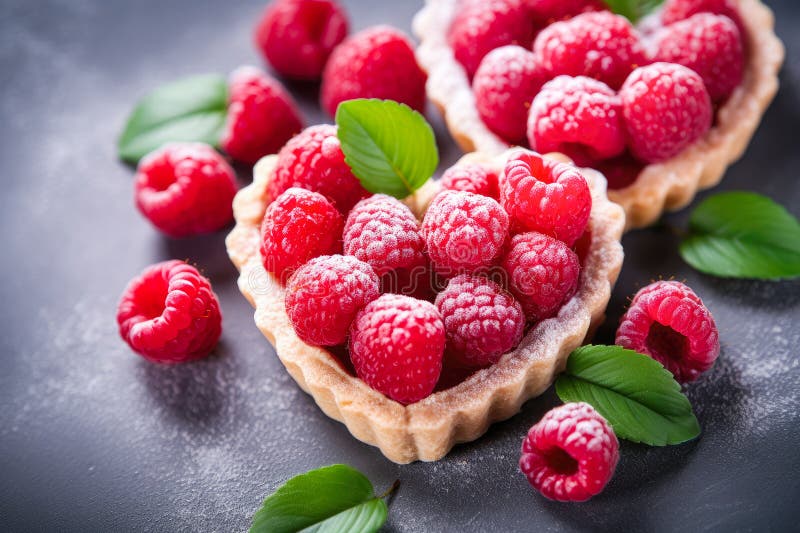Heart Shaped Raspberry Tartlets. Stock Illustration - Illustration of ...
